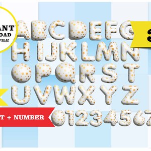 STAR Alphabet Number 3D, Letters Clipart 3D, PNG Golden Star ...
