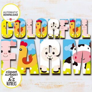 Farm Alphabet Letters, Farm Digital Downloadable, Farm Numbers, Farm ...