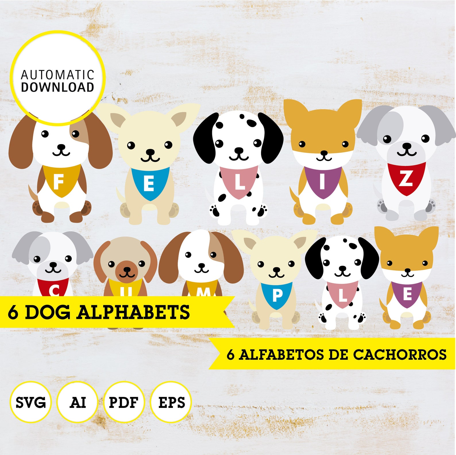 Puppi dog alphabet clipart puppies kawaii SVG ai pdf eps | Etsy