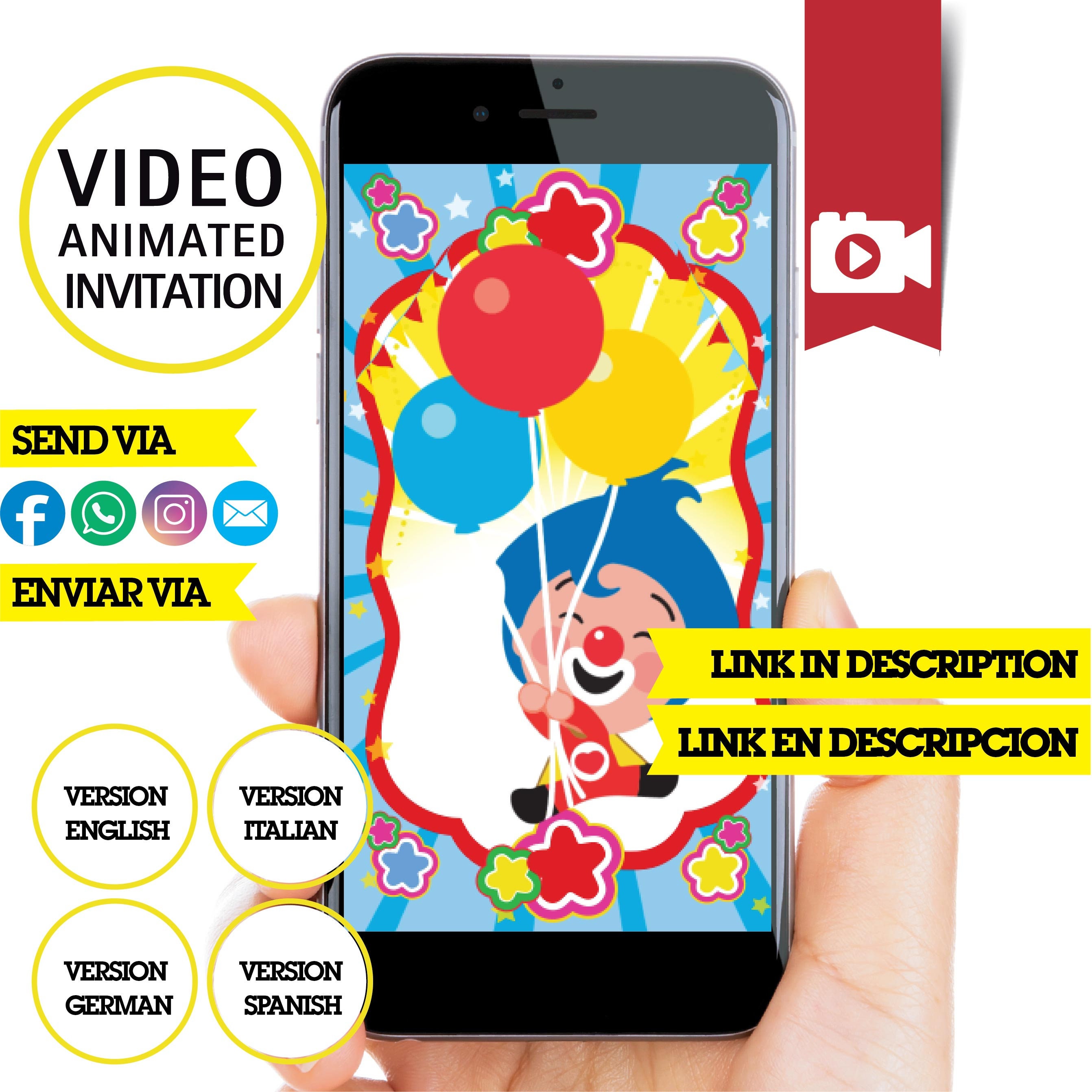 Plim Plim Circo Video Invitación Logo Y Datos - Etsy Canada