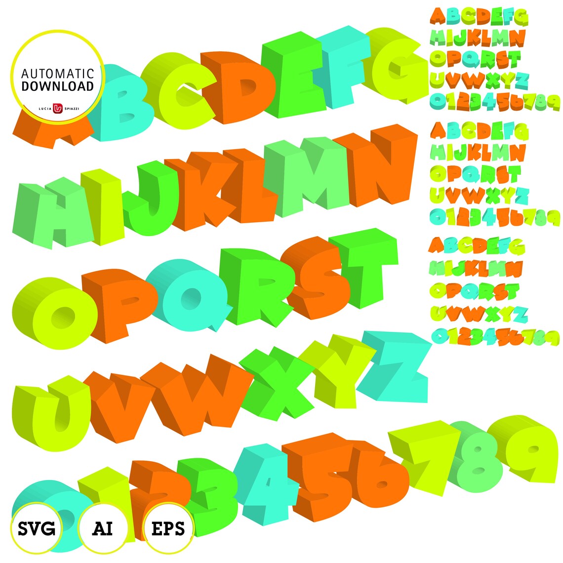 Alfabeto 3D alfabeto clipart 3D Archivo SVG Ai. EPS - Etsy España