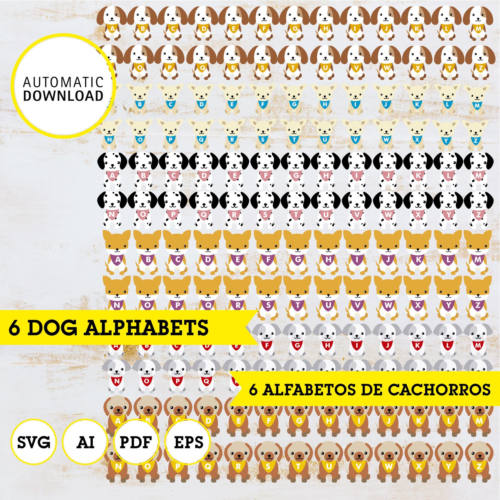 Puppi Dog Alphabet Clipart Puppies Kawaii SVG Ai Pdf Eps - Etsy
