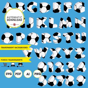 Soccer Alphabet Clipart 3D Football Letters and Number 3d - Etsy