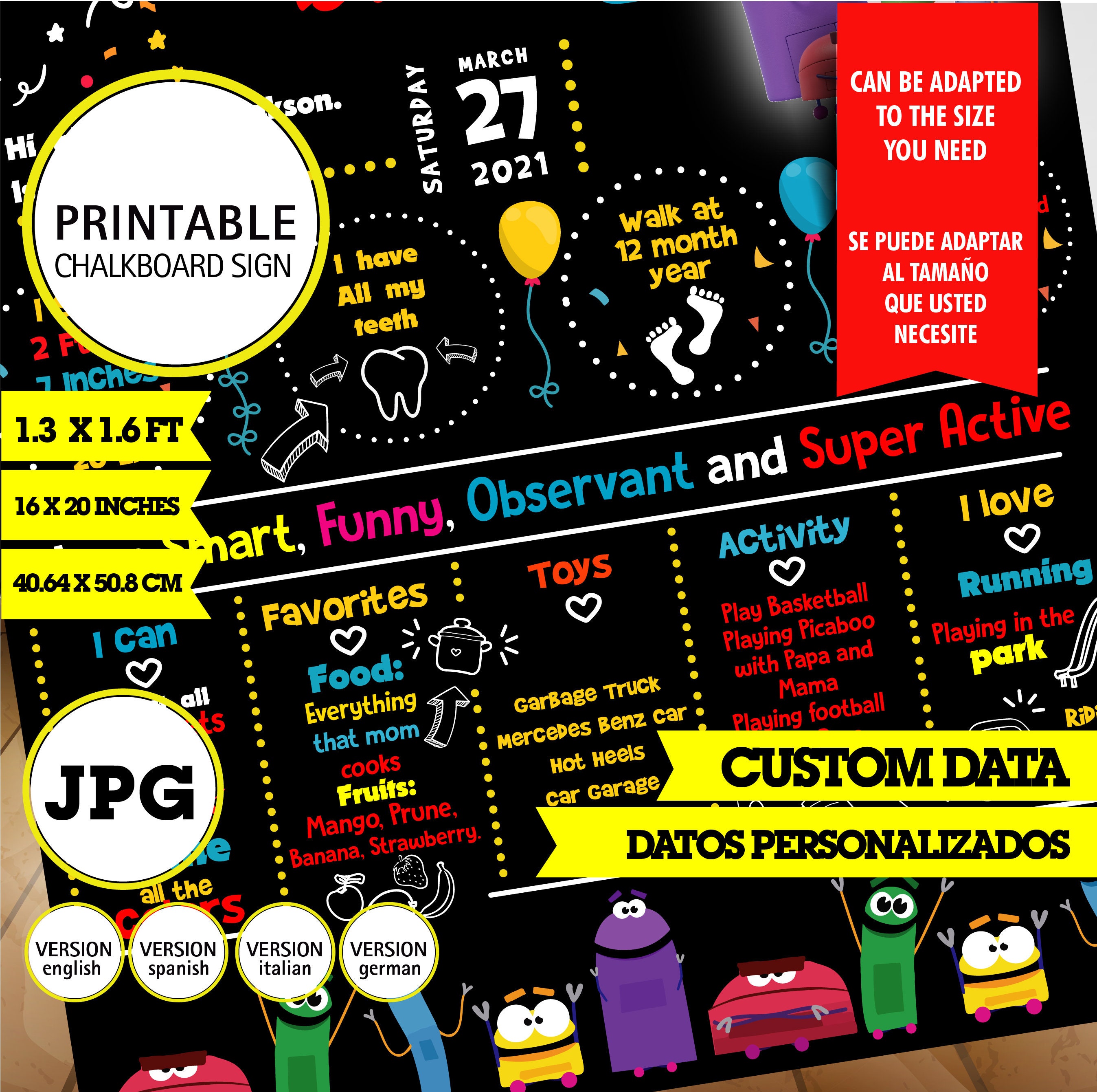 Storybots Chalkboard Sign Custom Logo Birthday Party - Etsy UK