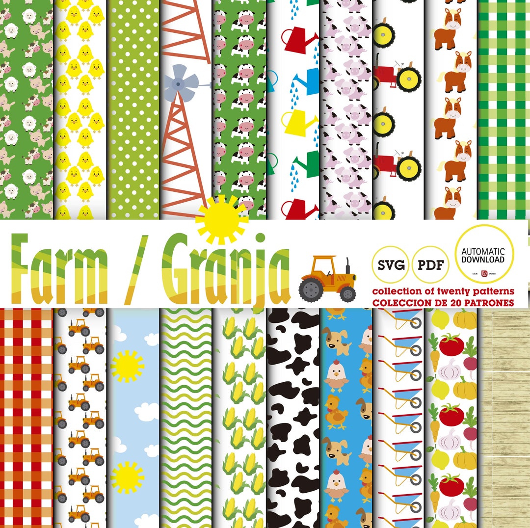 Farm Paper Digital Farm 20 Pattern SVG PDF Instant - Etsy