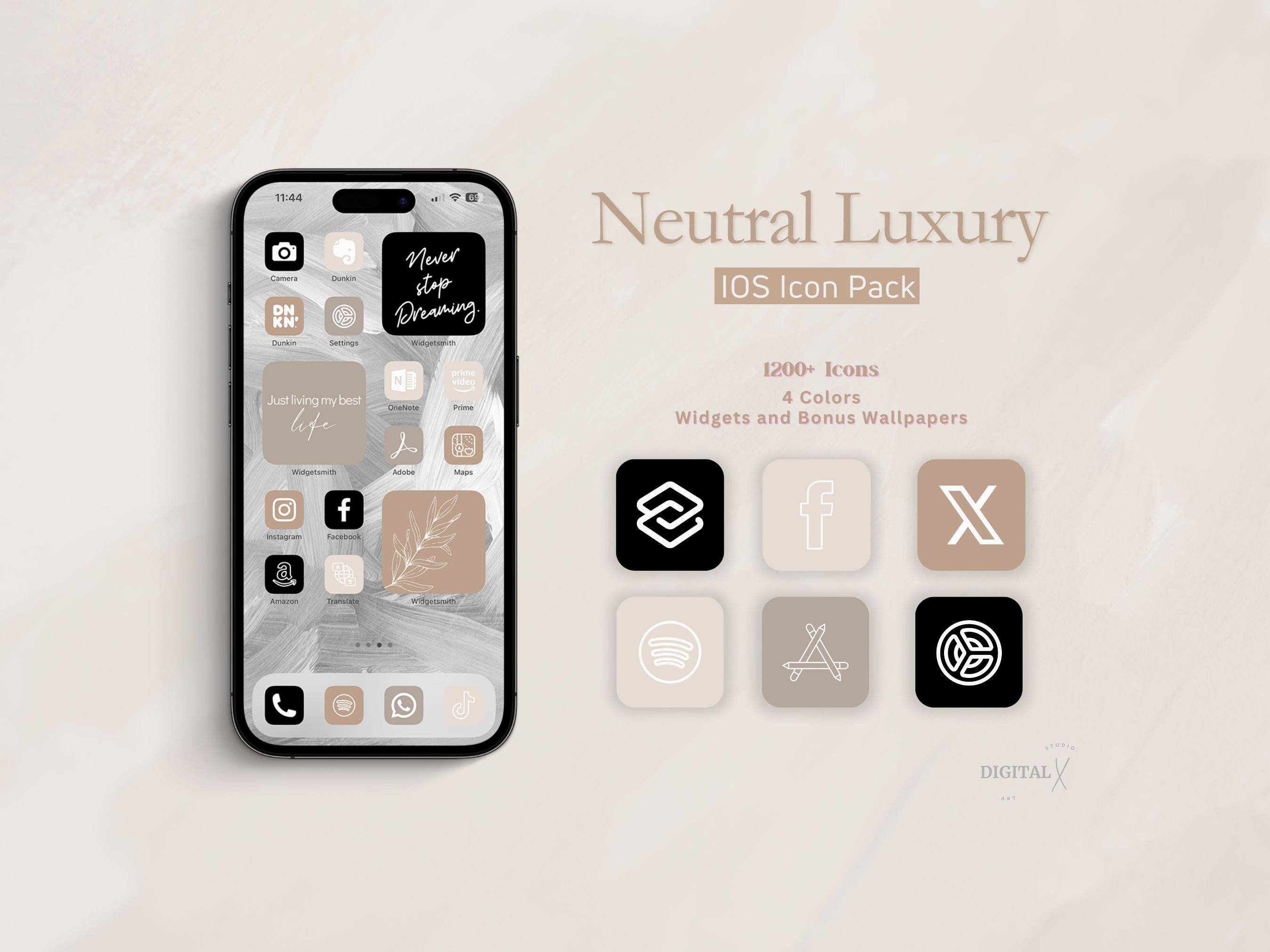 IOS iPhone App Icons Neutral Luxury, Beige App Icons, IOS 16 Beige ...