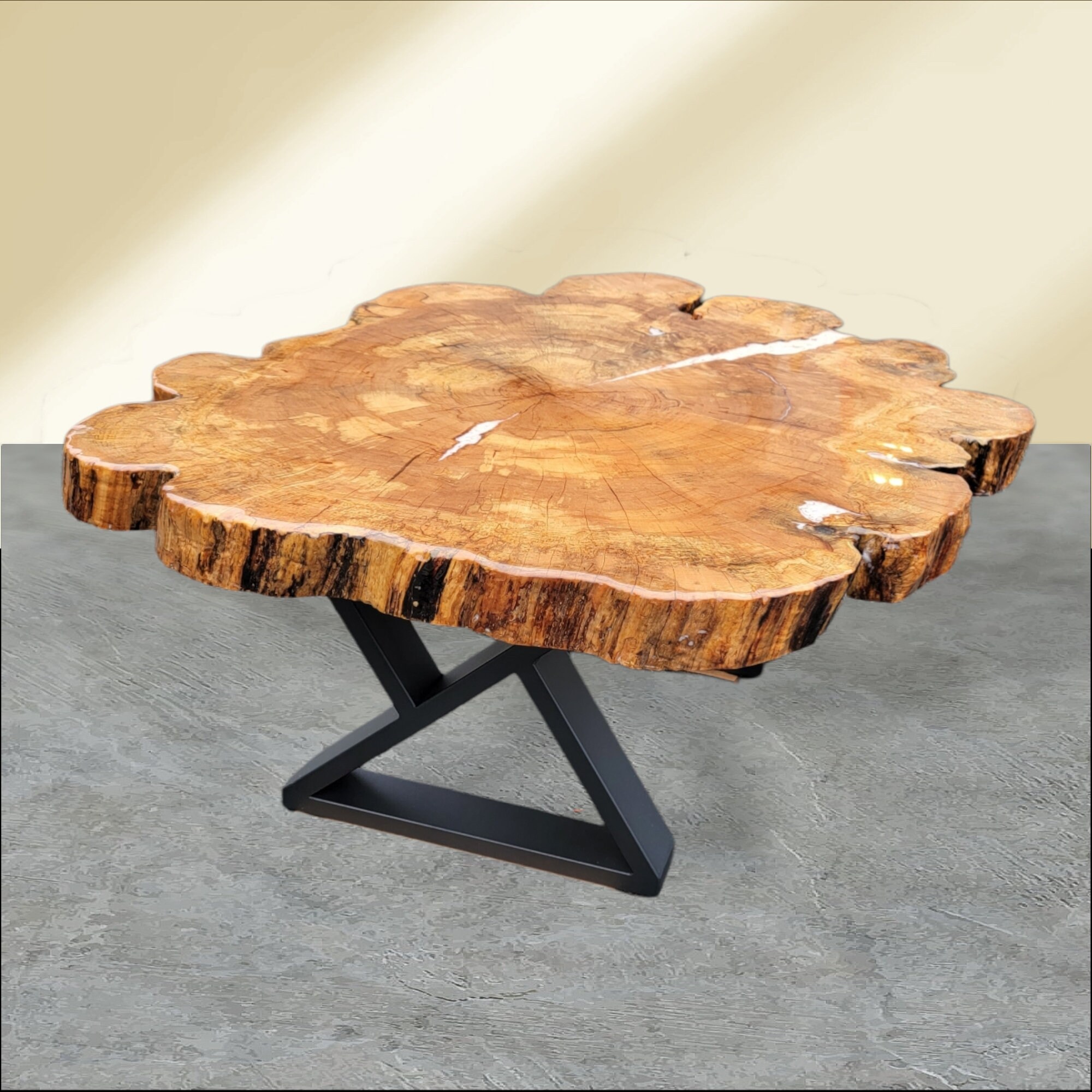 Natural Edge Cocktail Table Round Tabletop With Live Edge Custom Coffee ...
