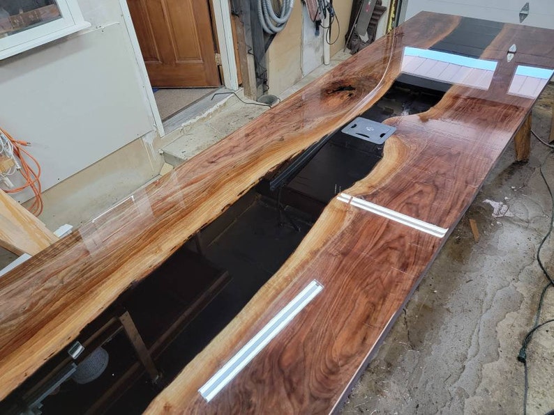 Live Edge Large Conference Table Epoxy River Table With - Etsy