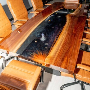 Live Edge Large Conference Table Epoxy River Table With Custom Resin ...