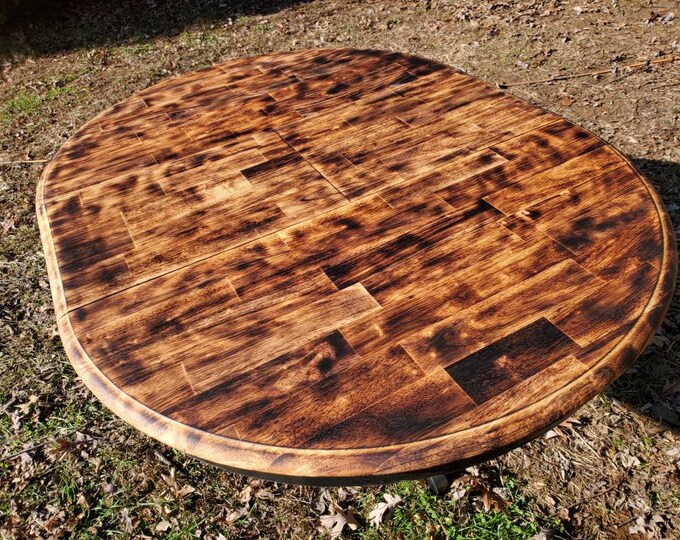 Rustic Round Dining Table Charred Wood With Satin Finish and - Etsy