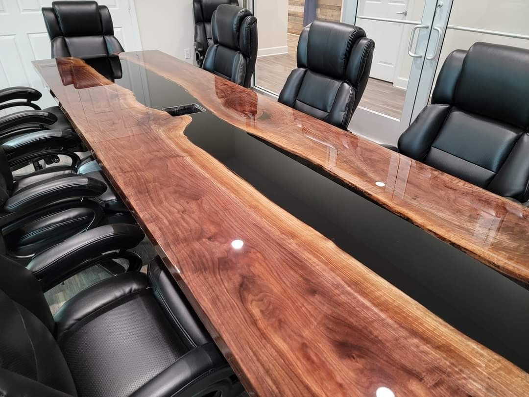 Live Edge Large Conference Table Epoxy River Table With Custom Resin ...