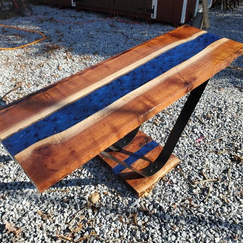 Live Edge River Epoxy Resin Entryway Console Table // Table - Etsy