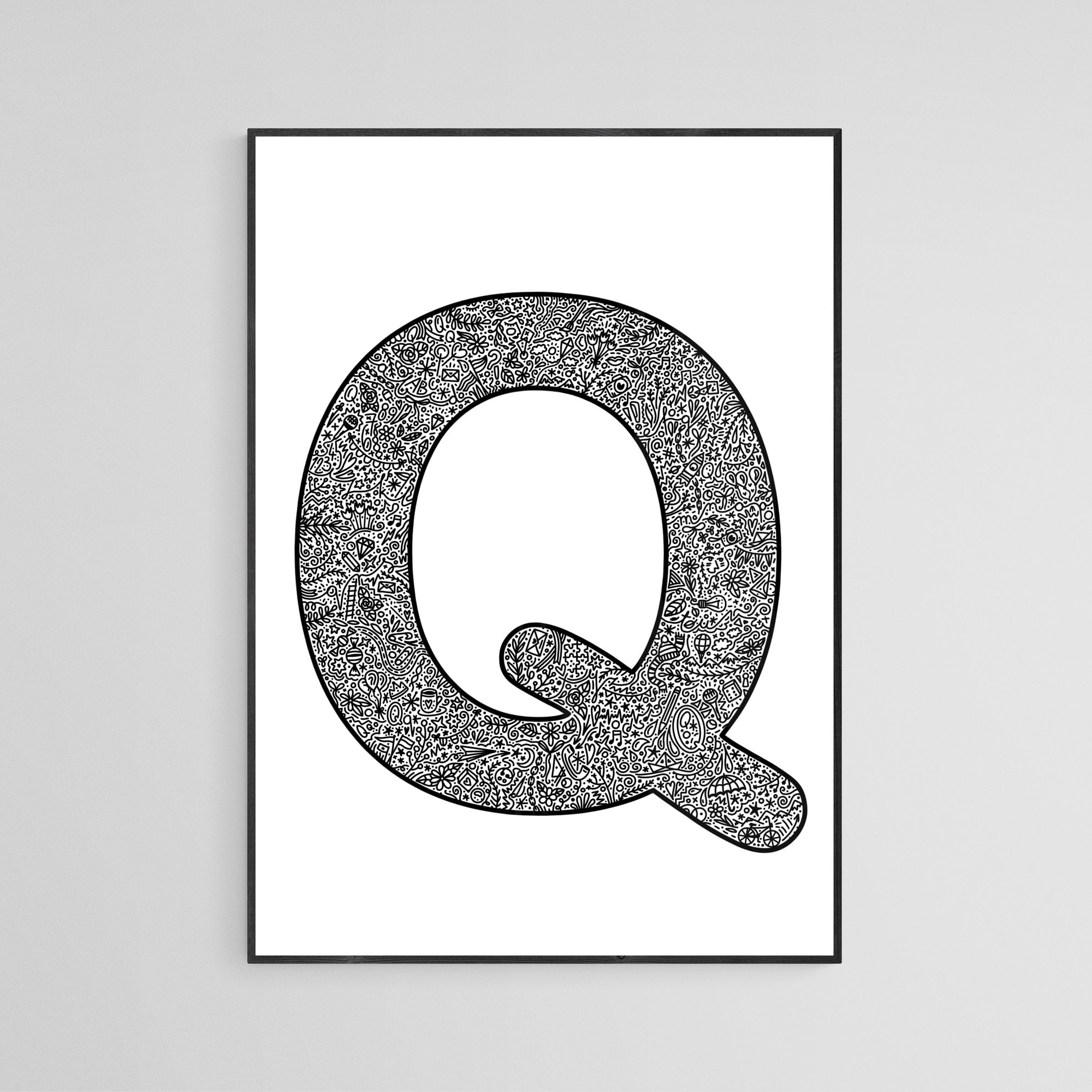 Letter Poster Monogram Contemporary Typography Q Art Print Q Letter Art ...