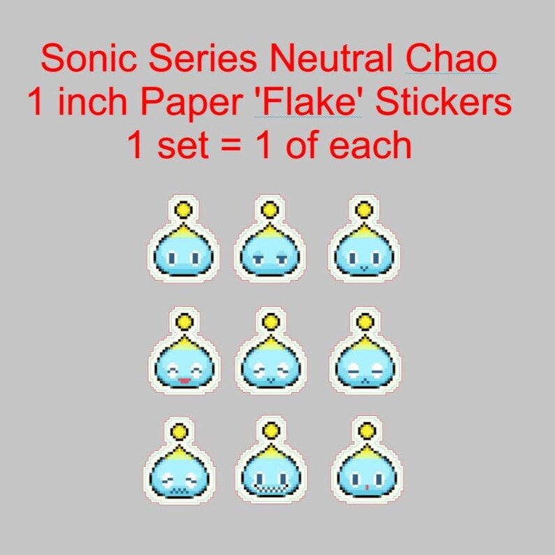 Sonic Series, Neutral Pixel Chao Paper Sticker Flakes for Planners ...