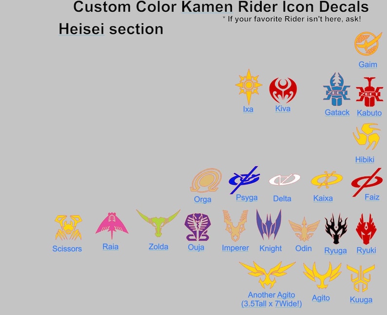 Kamen Rider Icon Decals, Multiple Sizes. Now 52 Designs, See All Images ...
