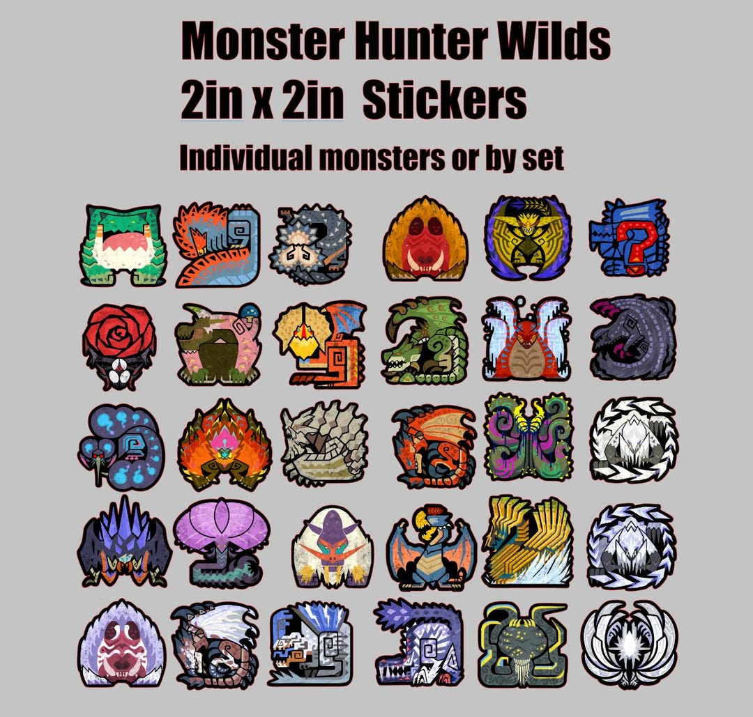 Monster Hunter Wilds Large Monster Stickers 2inch (tempered Ver ...