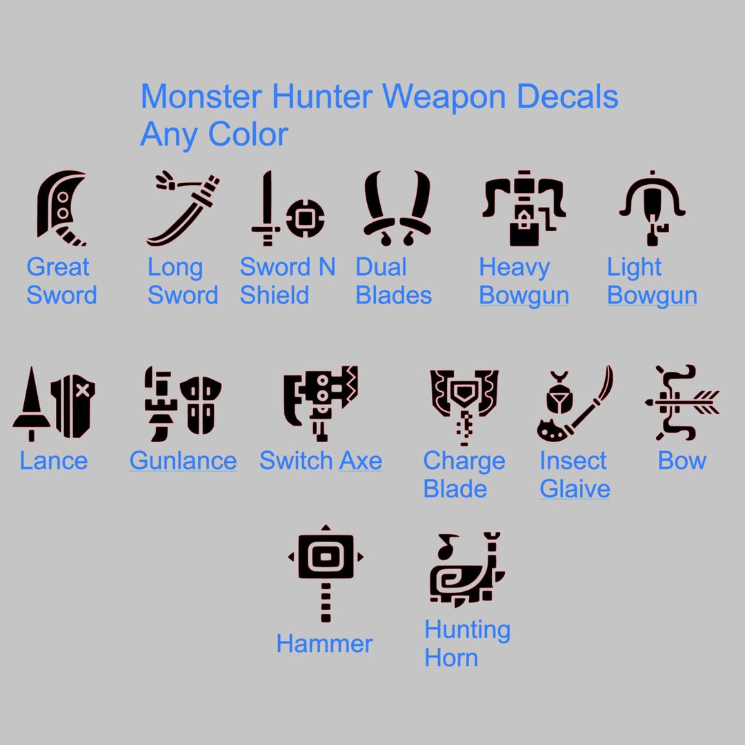 Monster Hunter Weapon Decals, Multiple Sizes - Etsy