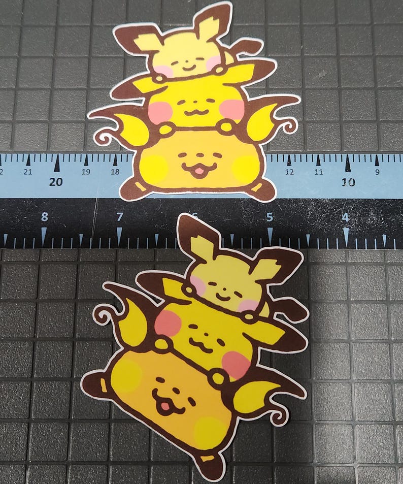 Pichu Pikachu Raichu Cuddle Tower Glossy Sticker 3x3 Inch - Etsy