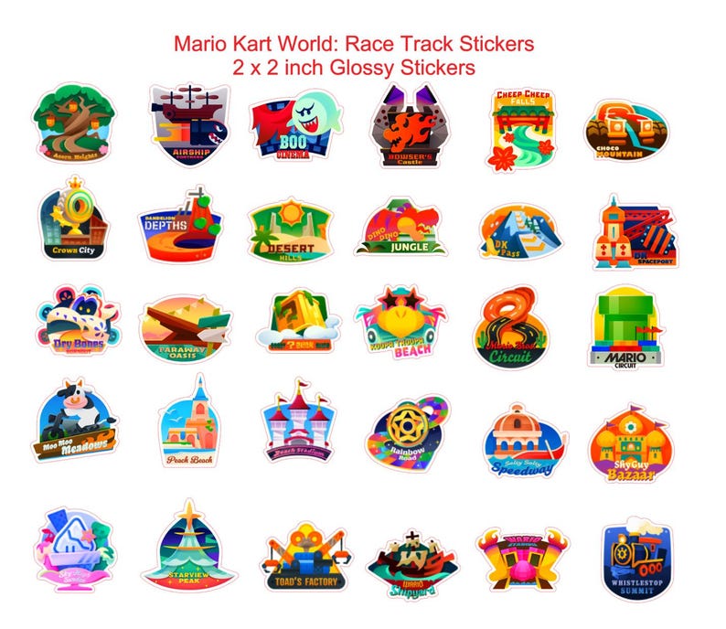 Mario Kart World: Race Track Stickers - Etsy
