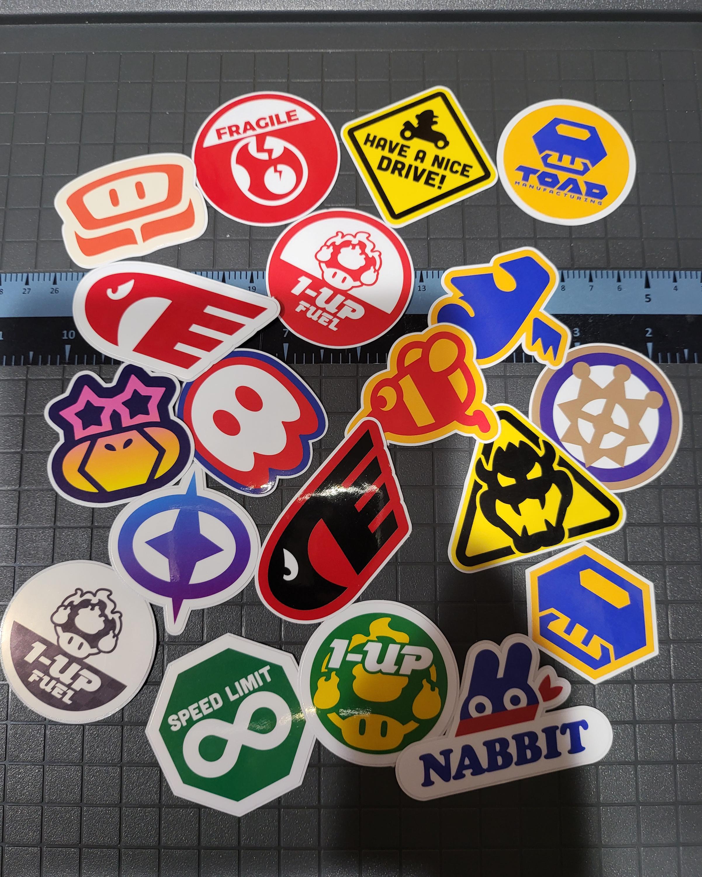 August Update! Mario Kart World Ingame Stickers Glossy Vinyl Sticker 2 ...