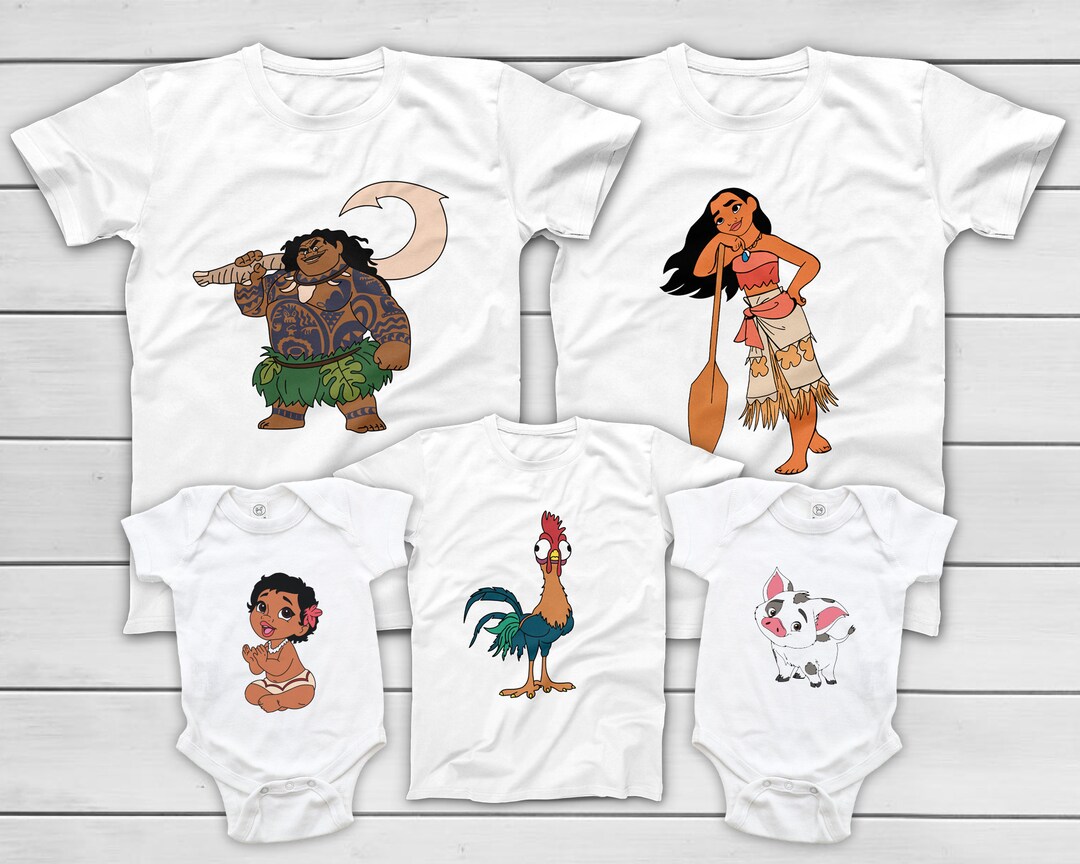 Moana Maui Pua Hei Hei Baby Moana Family Tees | Disney Couples T-shirts ...