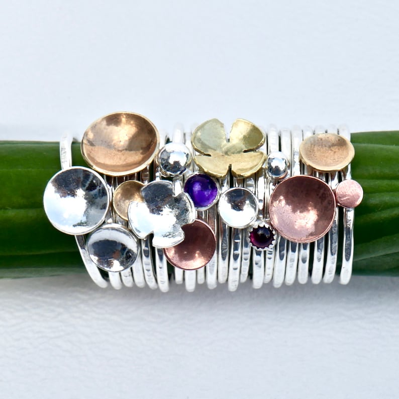 Mixed Metal Stacking Rings - Etsy