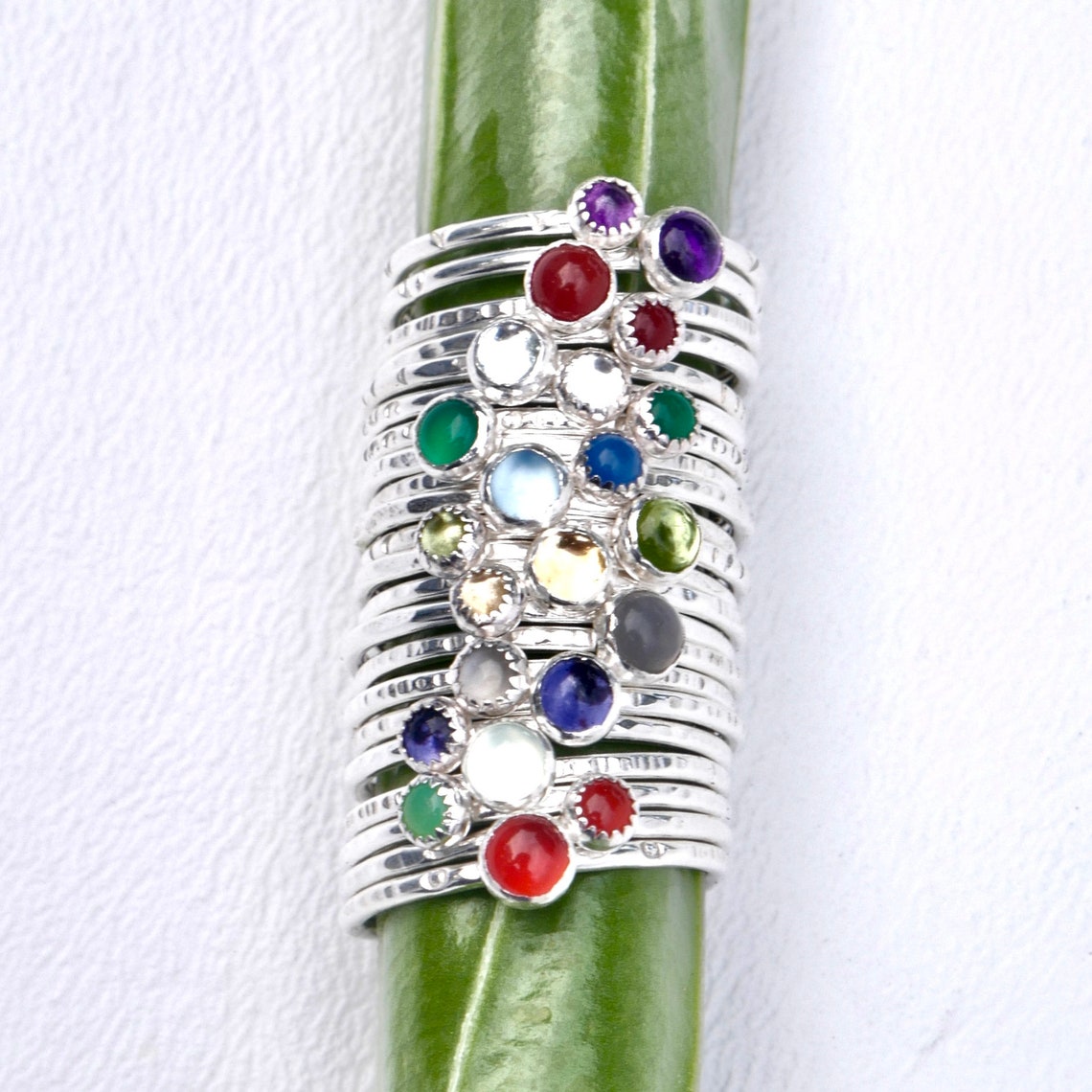 Gemstone Stacking Ring - Etsy