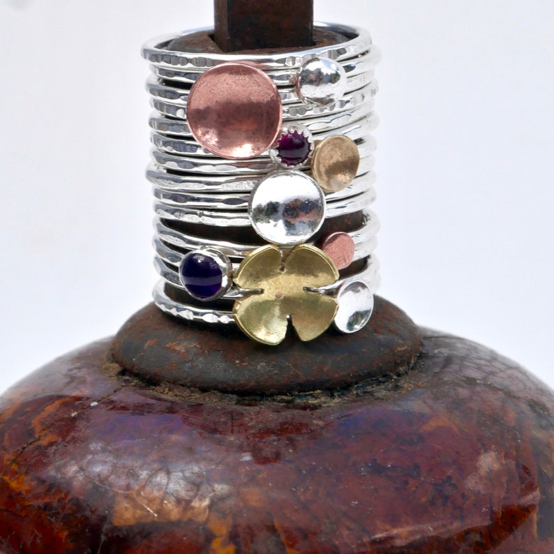 Mixed Metal Stacking Rings - Etsy