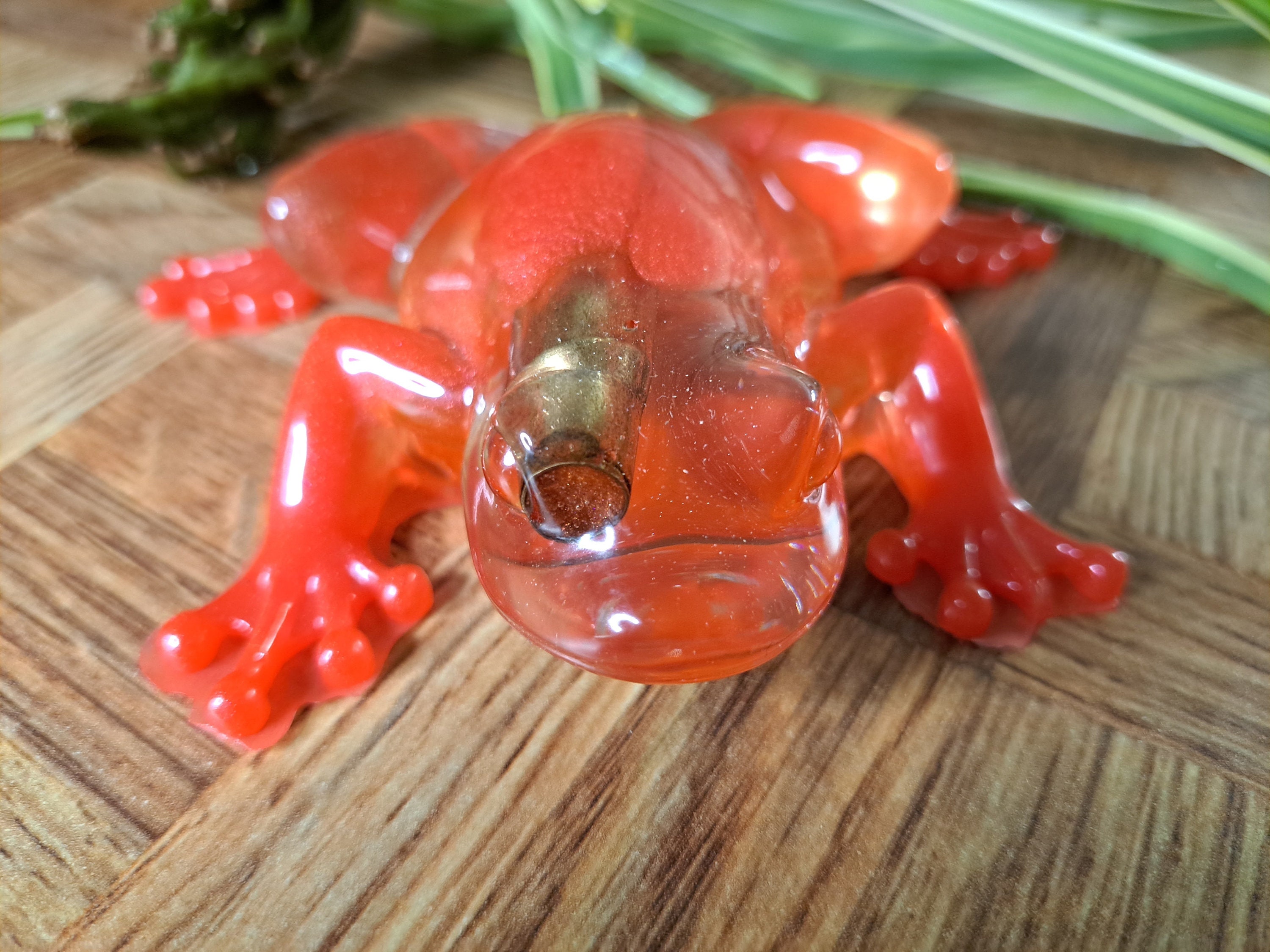 Orange Red Clear Epoxy Resin Frog Toad With Shot Gun Shell Added ...