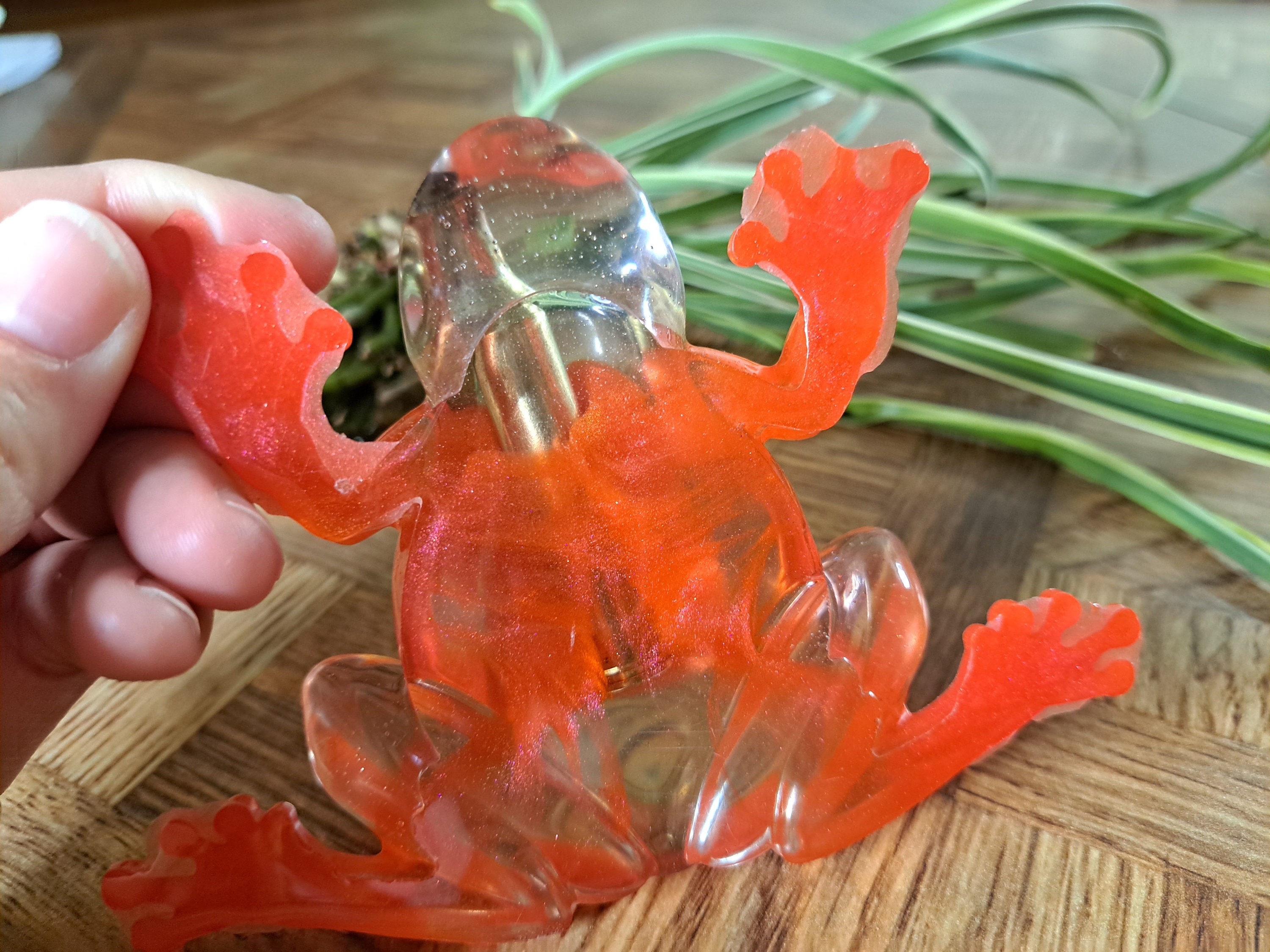 Orange Red Clear Epoxy Resin Frog Toad With Shot Gun Shell Added ...