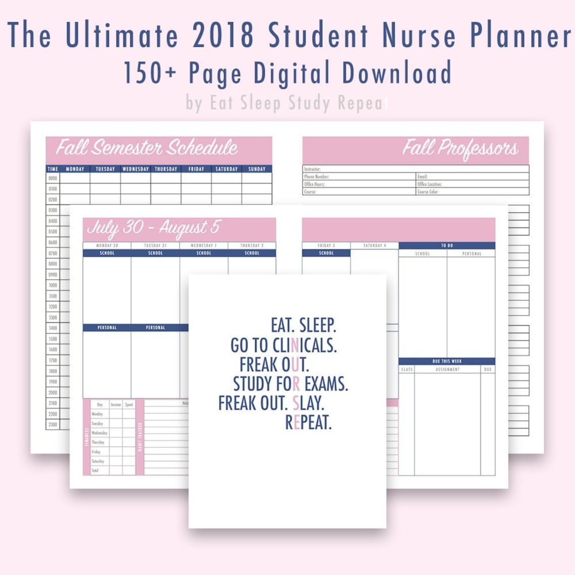 Ultimate Nursing Student Planner | 2018-2019 Academic | US Letter Size ...