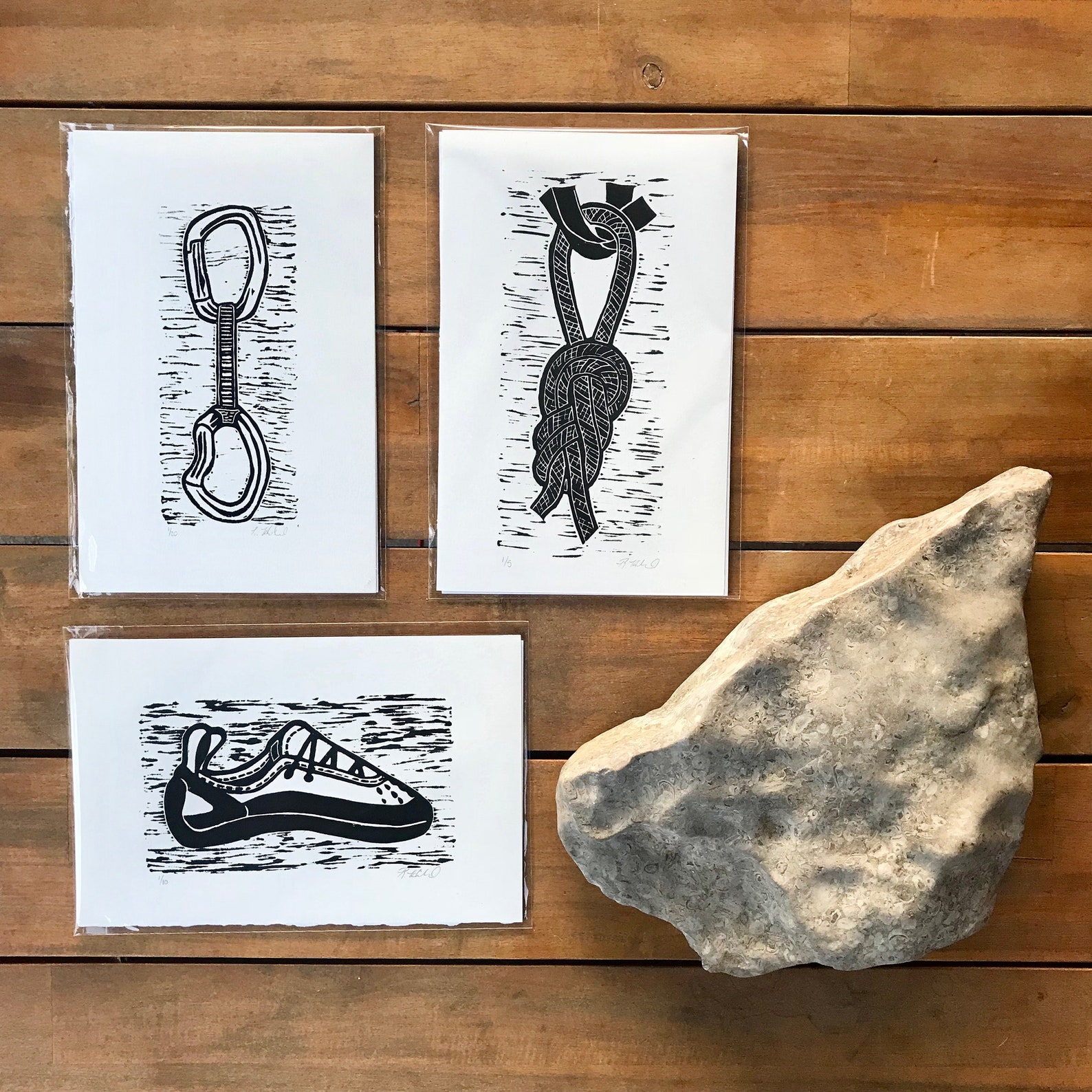 Outdoor Series: Full Set of 3 Rock Climbing Original Handprinted ...