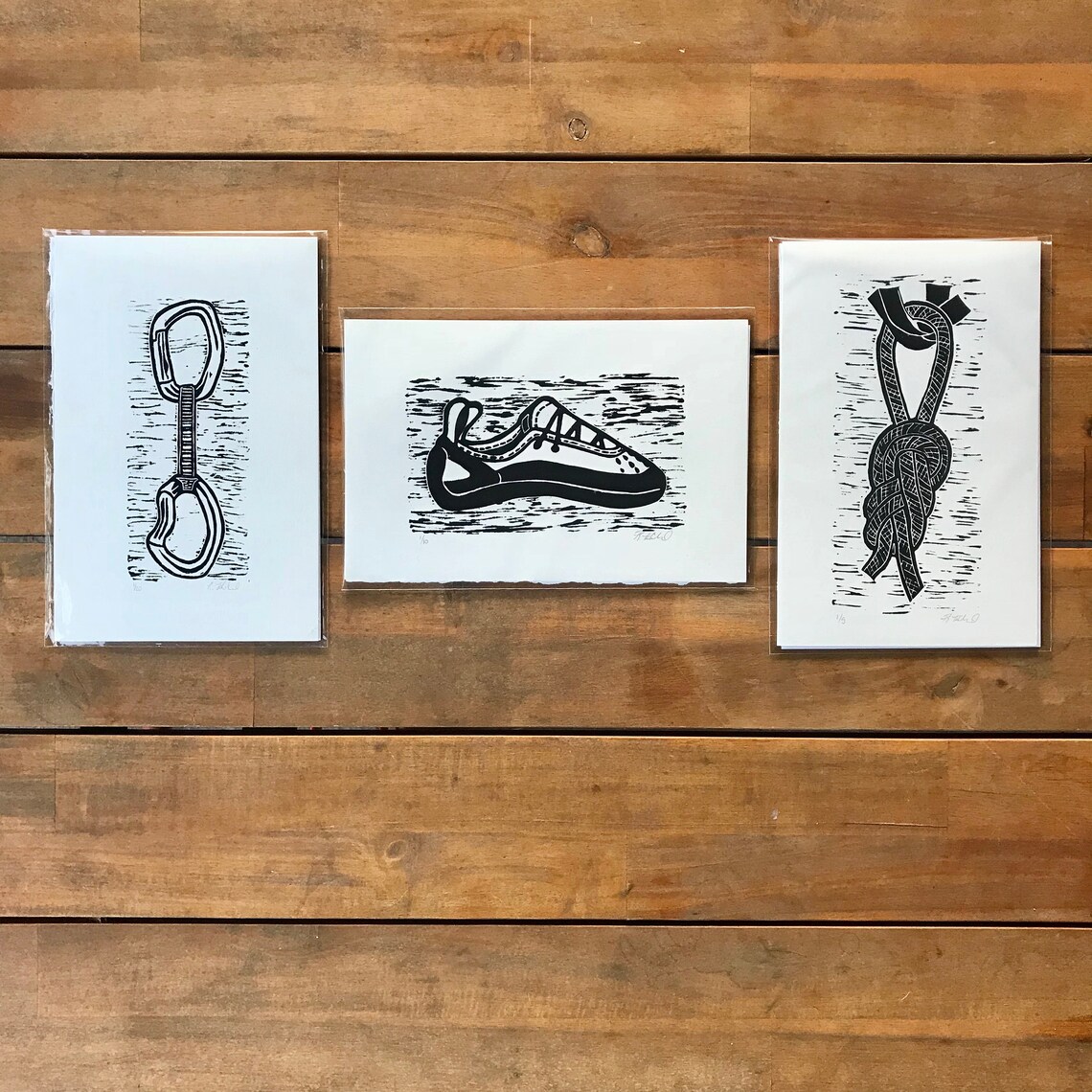 Outdoor Series: Full Set of 3 Rock Climbing Original Handprinted ...