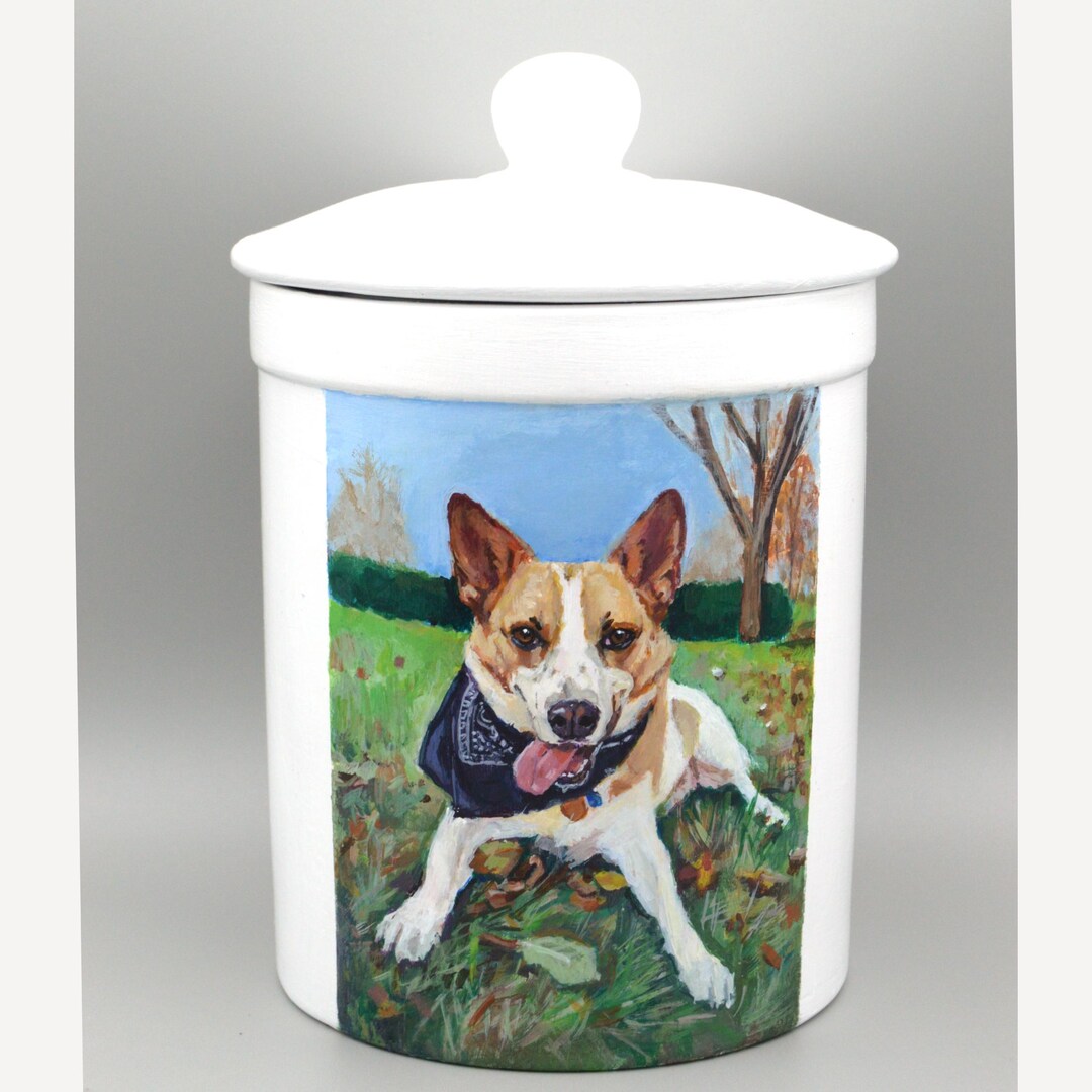 Hand Painted Dog Urn, Personalized With Custom Pet Portrait, Pet ...