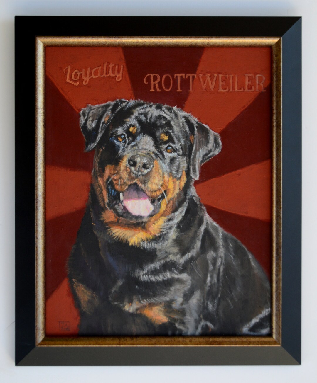 Realistic Rottweiler Dog Painting, Original Oil Painting, Frame Shown ...