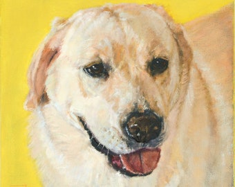 Dog Original Oil Painting on Canvas Yellow Labrador Painting Starry ...
