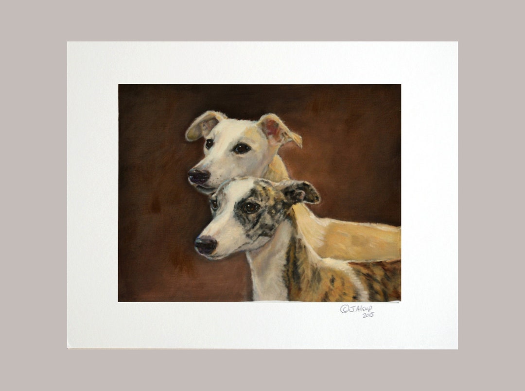Whippet Dog Print, Whippet Art, White Mat and Backing Board Included - Etsy