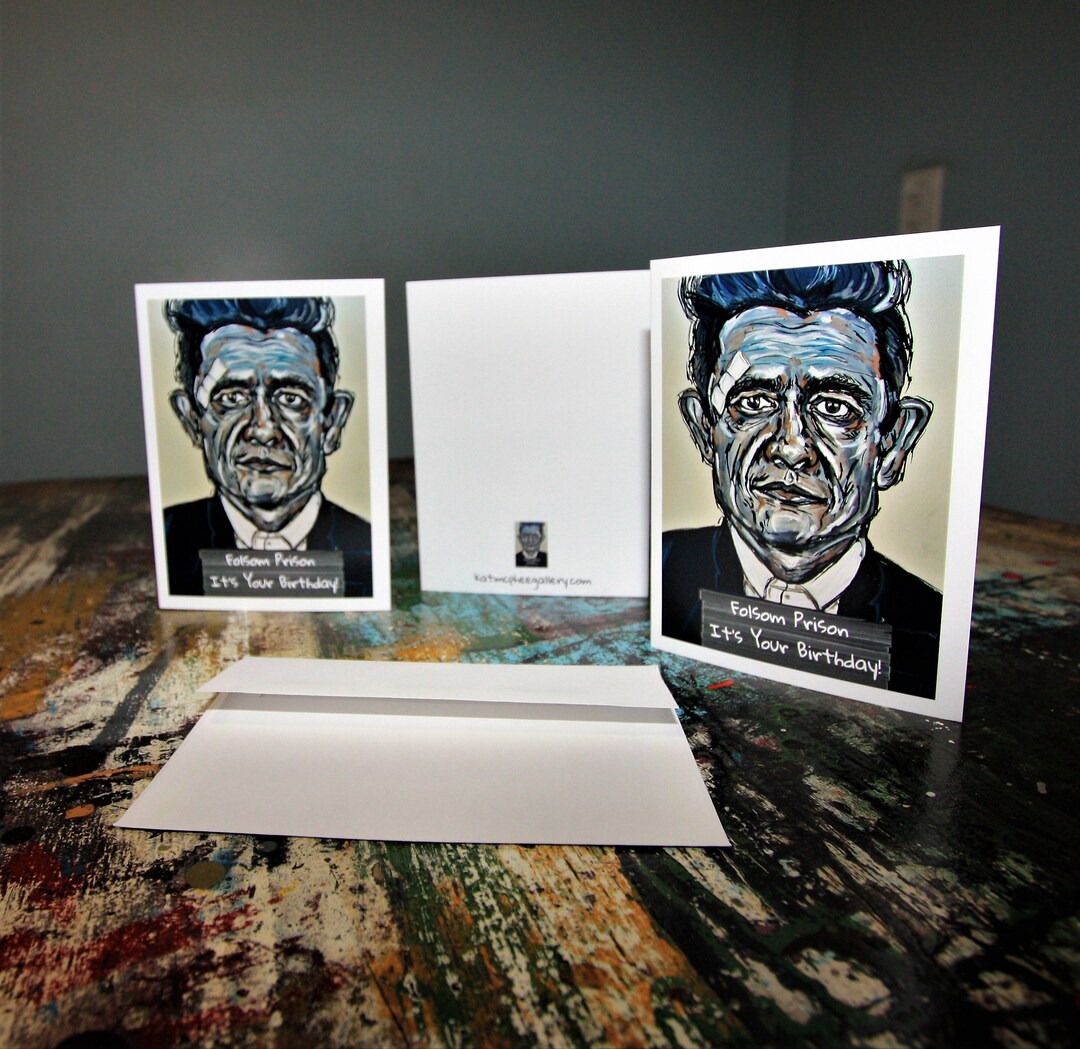 Birthday Card, Johnny Cash Greeting Card, Art Card, Funny Birthday Card ...