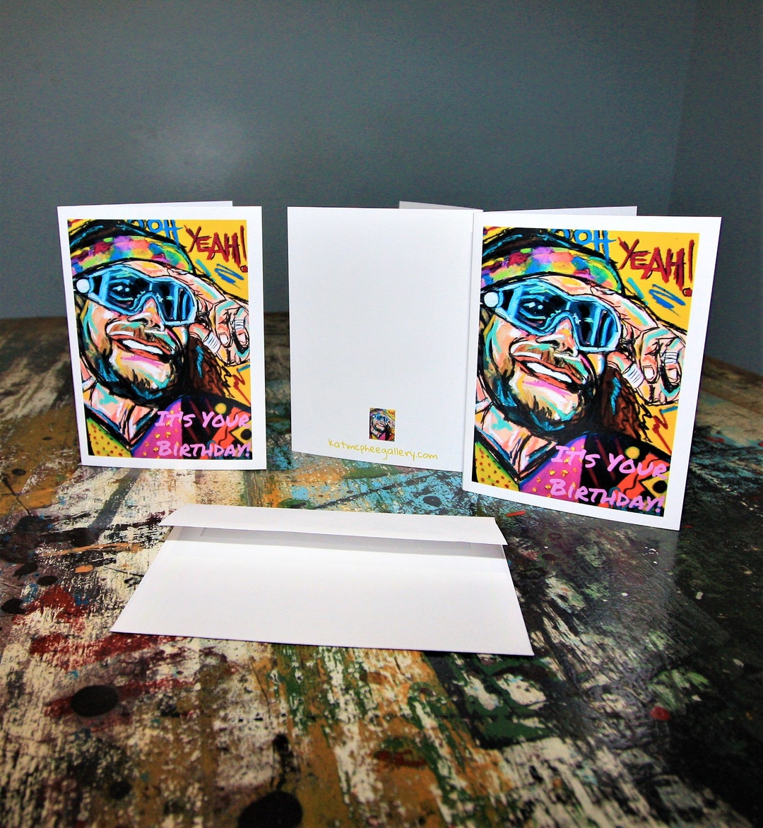 Birthday Card, Macho Man Greeting Card, Retro Wrestling Birthday Card ...