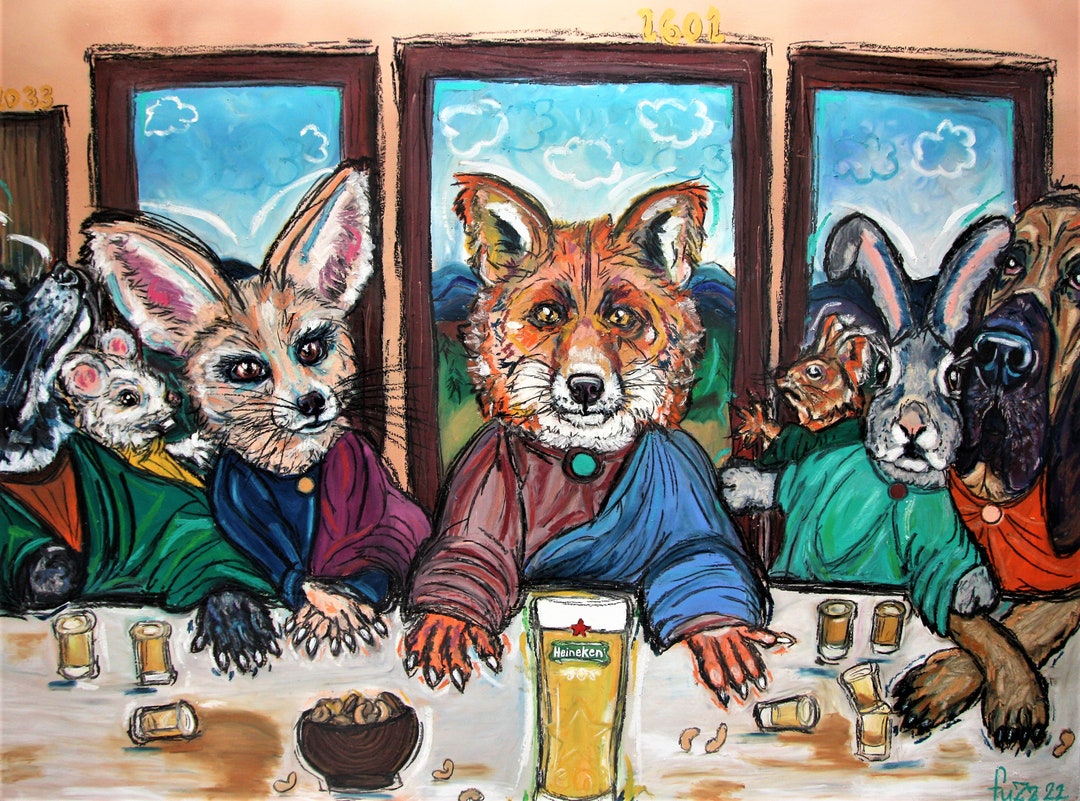 The Last Pint, the Last Supper Print, Animal Art, Contemporary Art ...