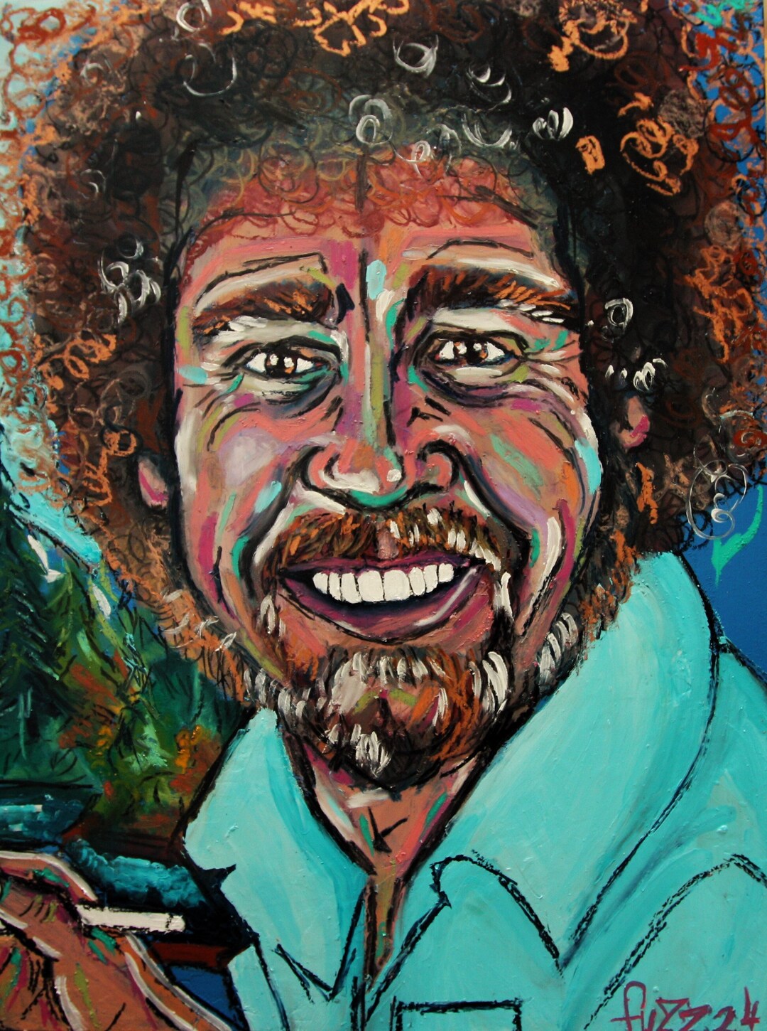 Bob Ross Artist Print, Pop Art, Contemporary Art, Retro Style Artist ...