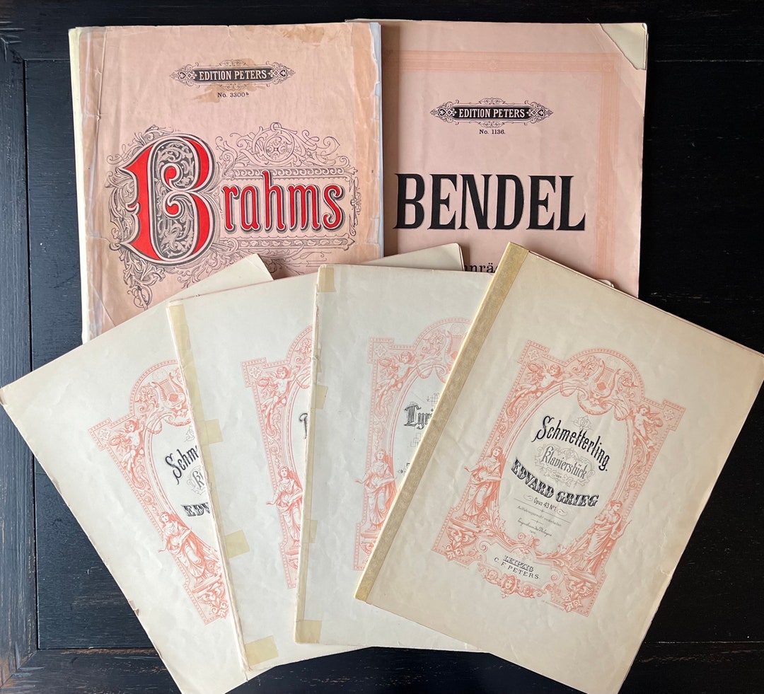 Antique Edition Peters Sheet Music Books X7 Brahms Bendel Greig ...
