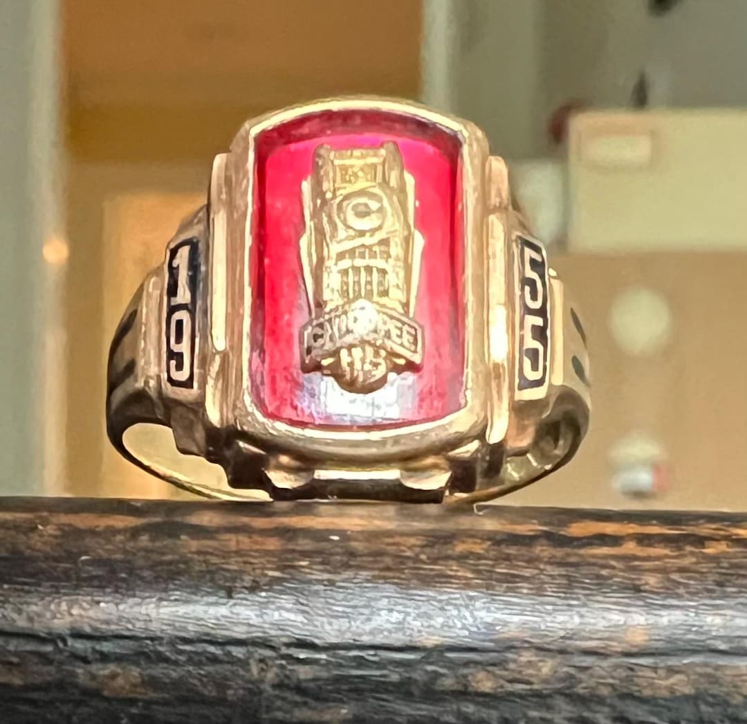 1955 10K Gold High School Ring — 1950s Massachusetts HS Class Ring ...