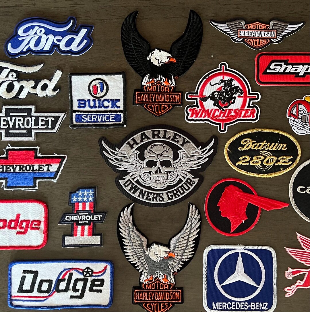 25 Vintage Auto Patches Cars Harley Motorcycle Oil Gas Logo Auto Parts ...