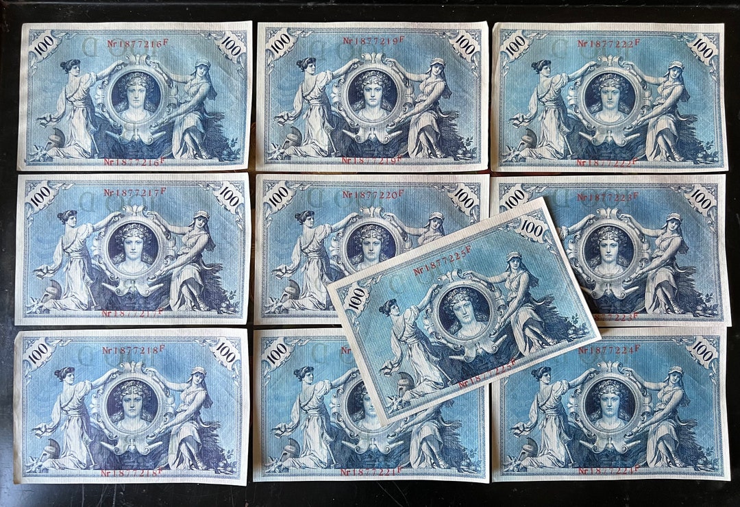 1908 German 100 Mark Banknotes Lot of 10 Imperial Reichsbank - Etsy