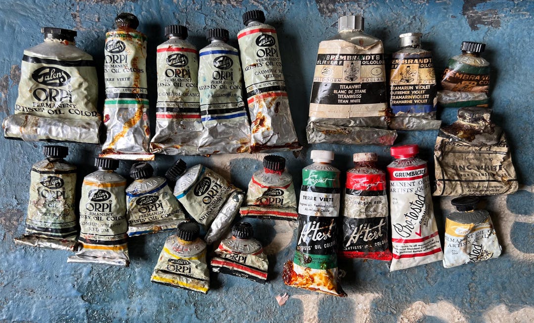 ART 20 Old Oil Paint Tubes Rembrandt Orpi Talons Metal Tubes Grumbacher ...