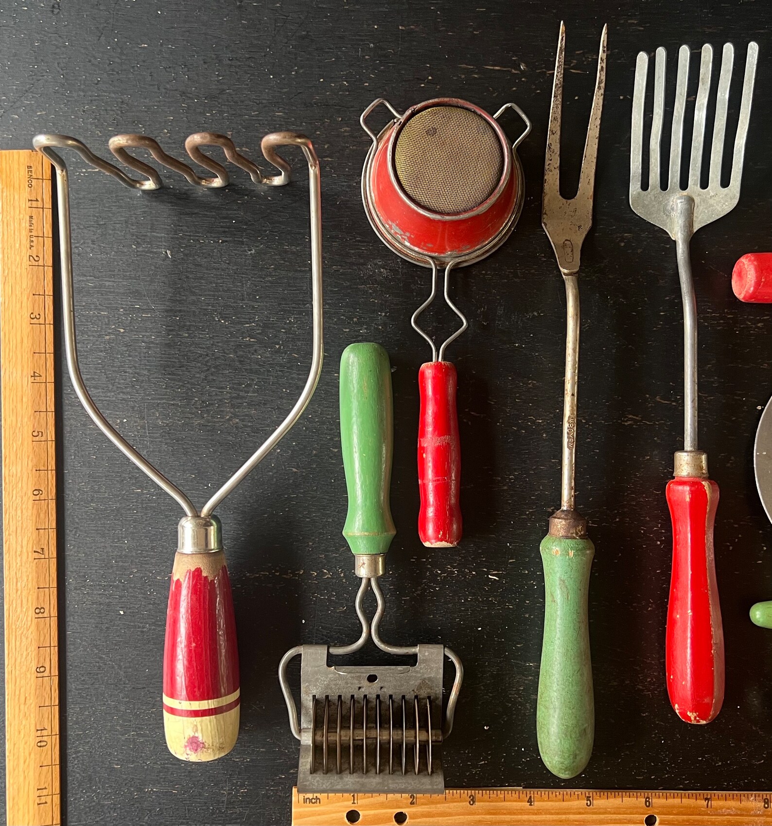 13 Vintage Red & Green Kitchen Utensil Tools Gadgets Painted - Etsy