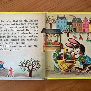 Vintage MR. GRABBIT 1952 Scarce Yellow First Edition Virginia Hoff Tell ...