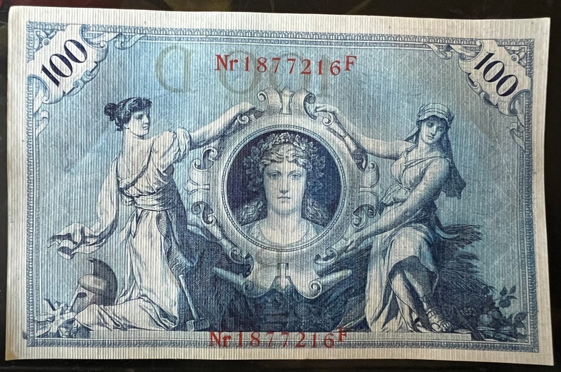 1908 German 100 Mark Banknotes Red Seal Reichsbanknote ~ Antique ...