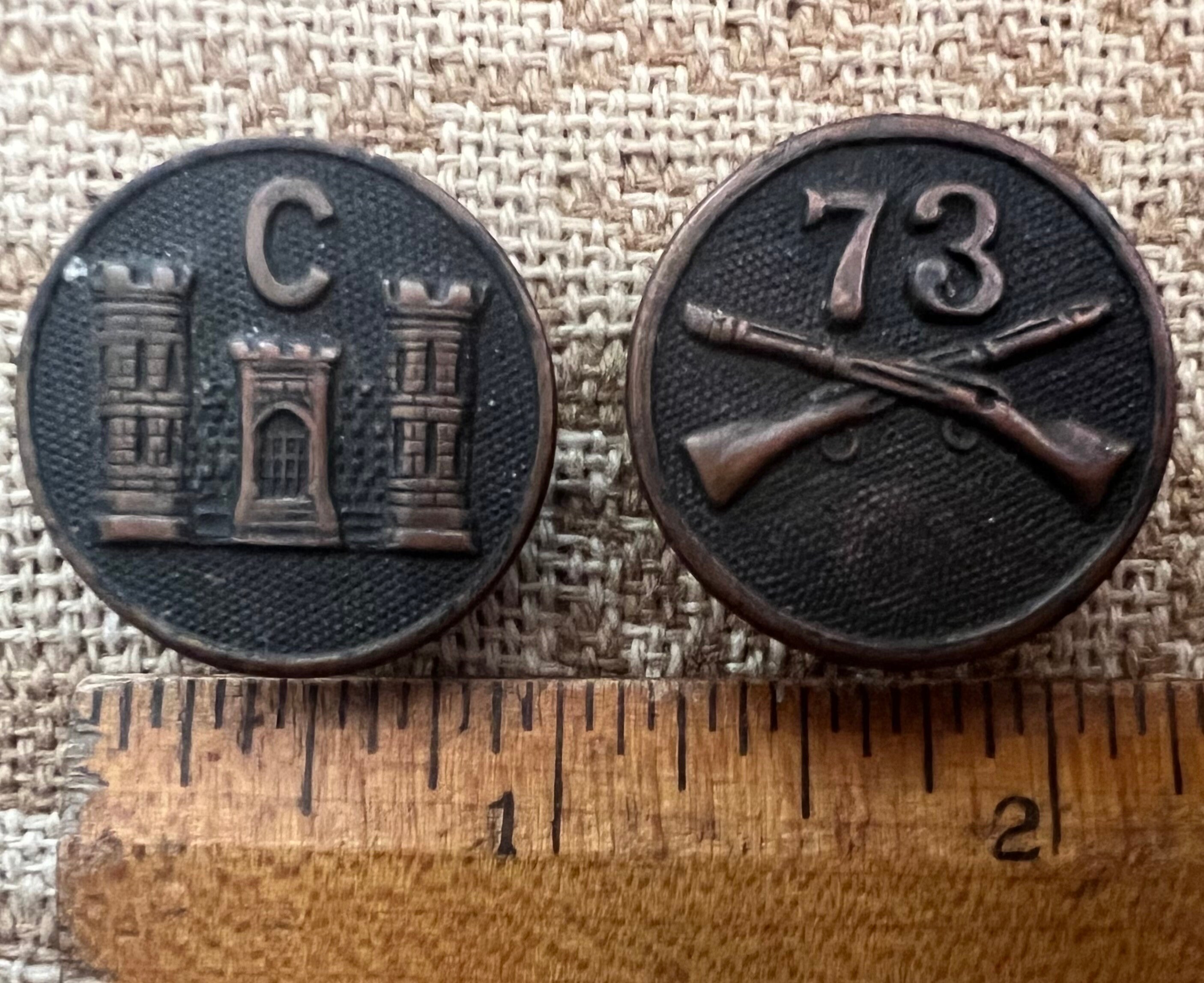 Military Collar Discs WWI US Army Corps of Engineers Company C & 73rd ...